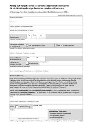 German tax ID application form - All About Berlin