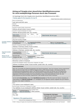German tax ID application form - All About Berlin